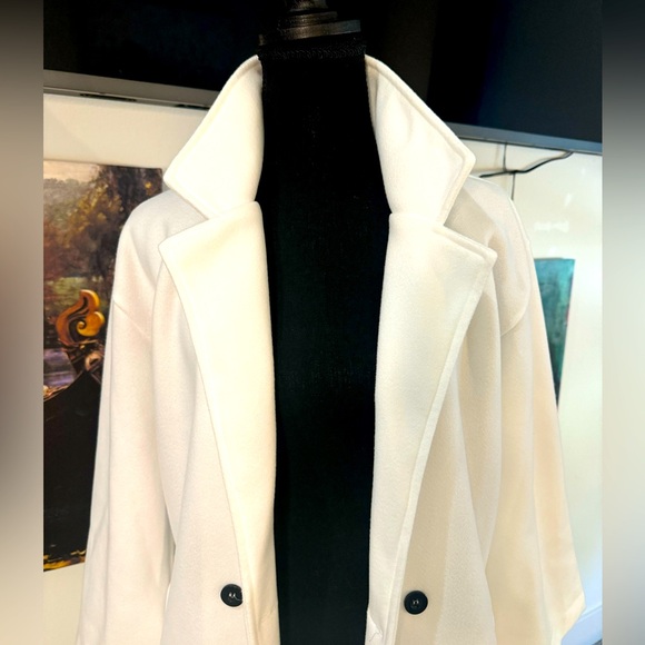 Style-Pulse | Jackets & Coats | Elegant Womens White Long Peak Coat ...